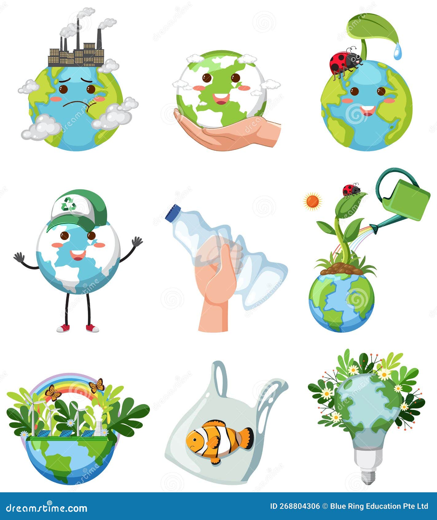 Save the Earth Elements Set Stock Vector - Illustration of earth, pollution: 268804306