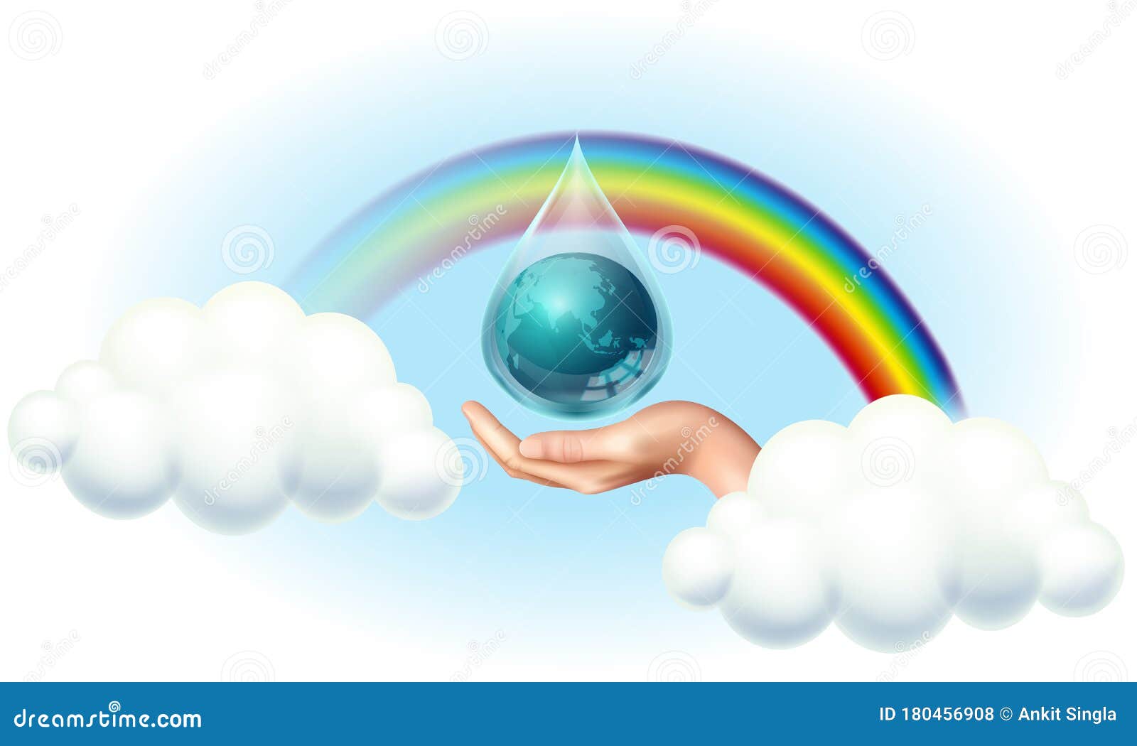 Save Earth and Environment on Rainbow and Clouds Background Stock ...
