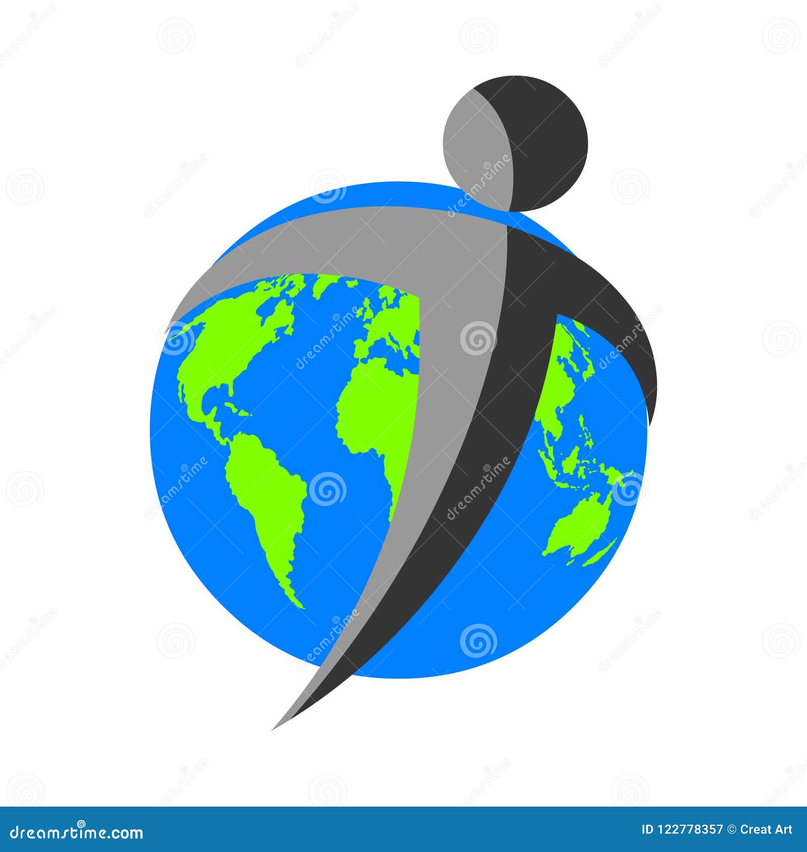 Save Earth Icon.Globe and Man Vector Illustration. Stock Vector ...