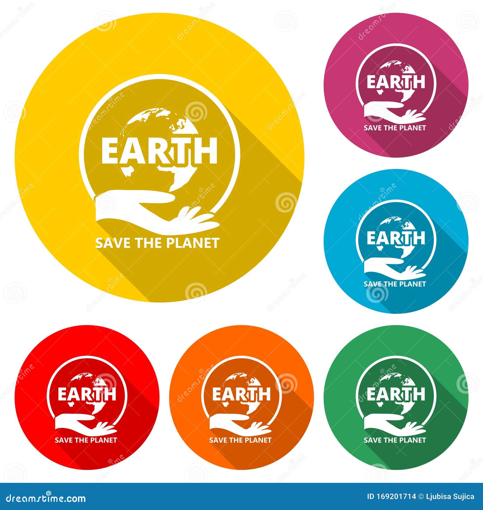 Save the Earth Icon with Long Shadow Stock Illustration - Illustration ...
