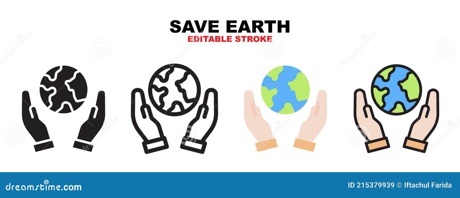 Save Earth Icon Set with Different Styles. Editable Stroke and Pixel ...