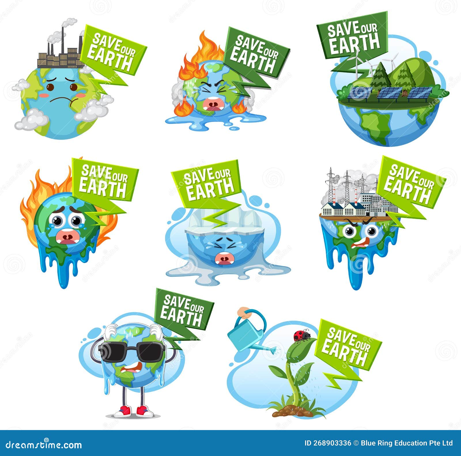 Save the Earth Logo and Banner Set Stock Vector - Illustration of eyes ...