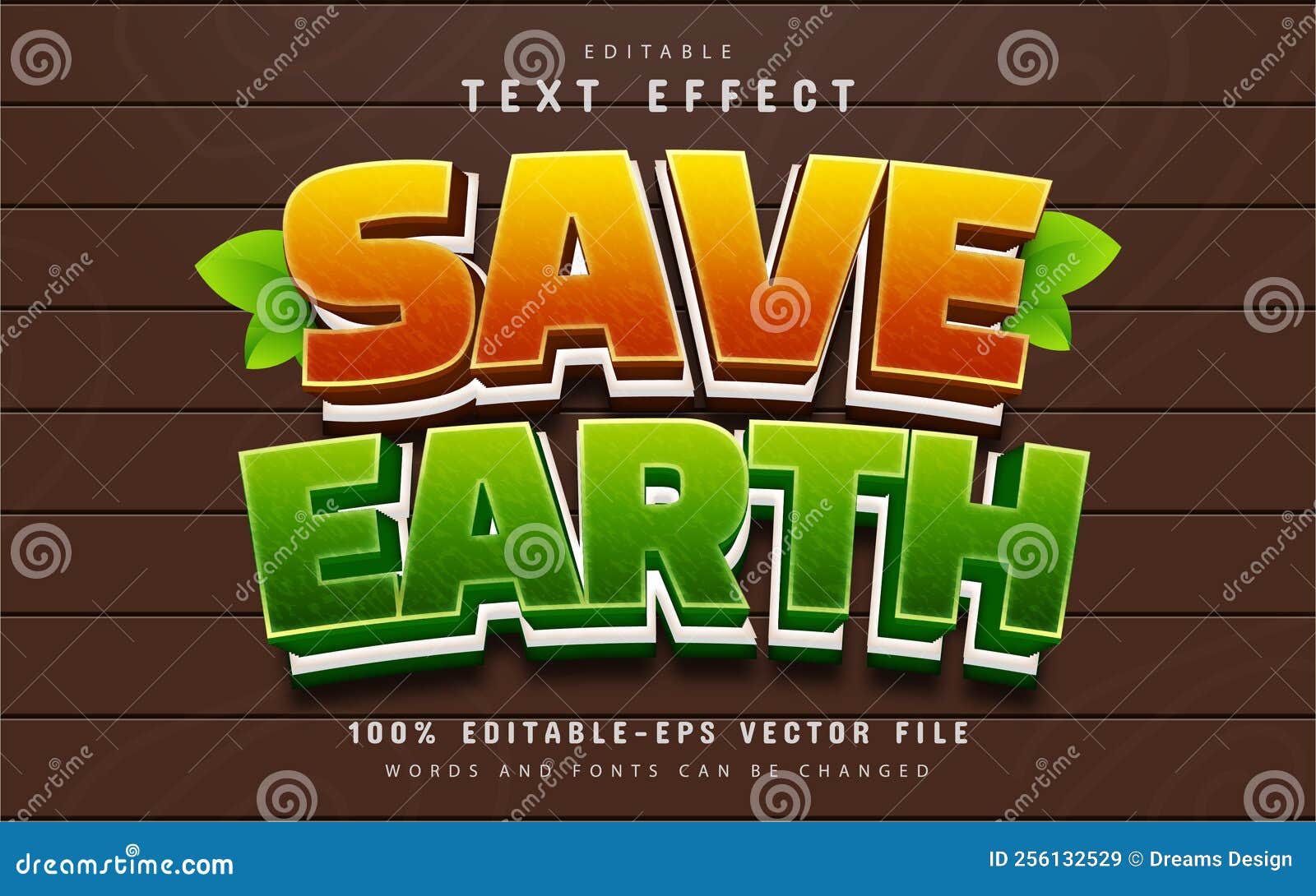 Save Earth Text Effect Editable Stock Vector - Illustration of ...