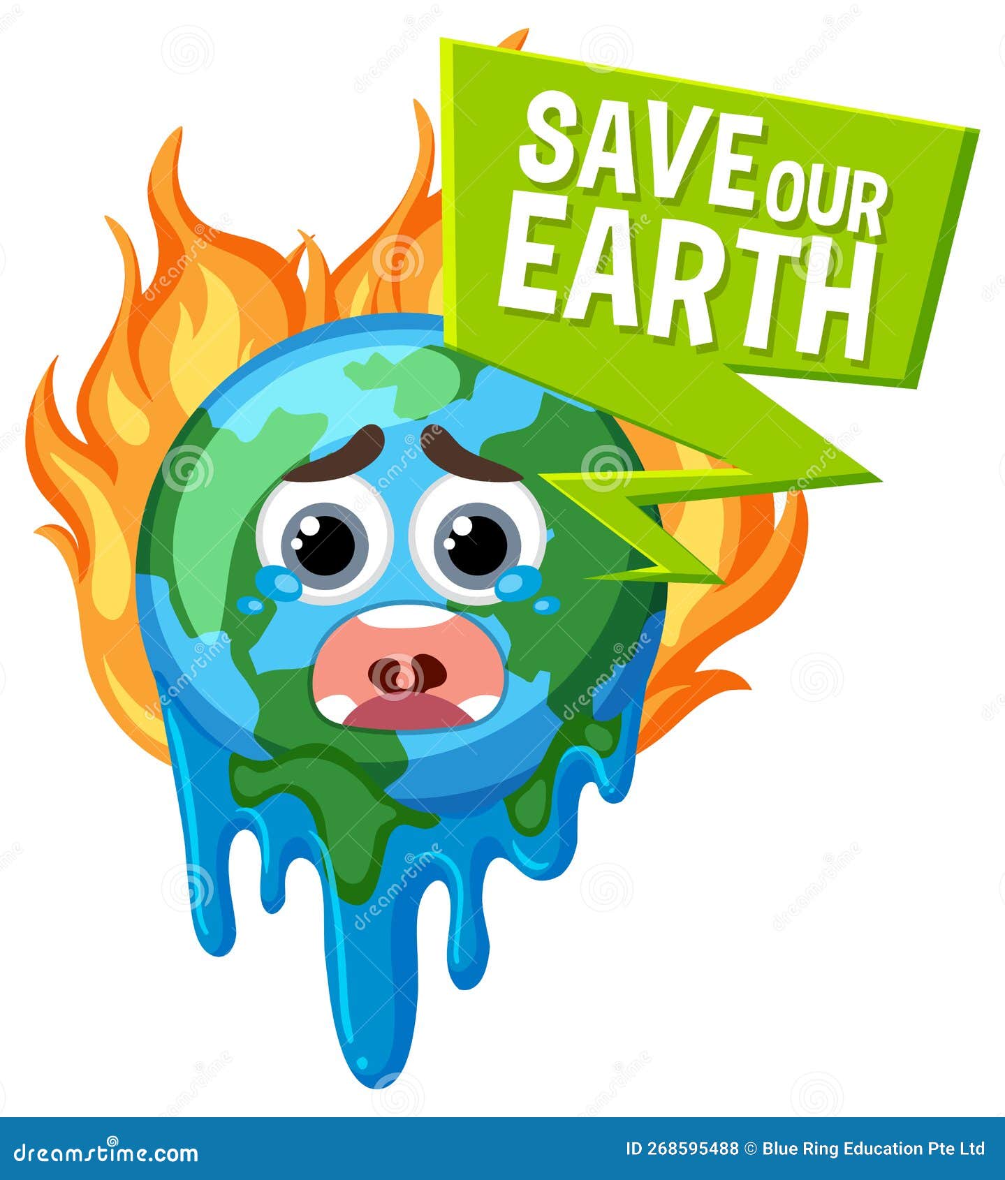 Save the Earth Text with a Happy Earth Character Stock Vector ...