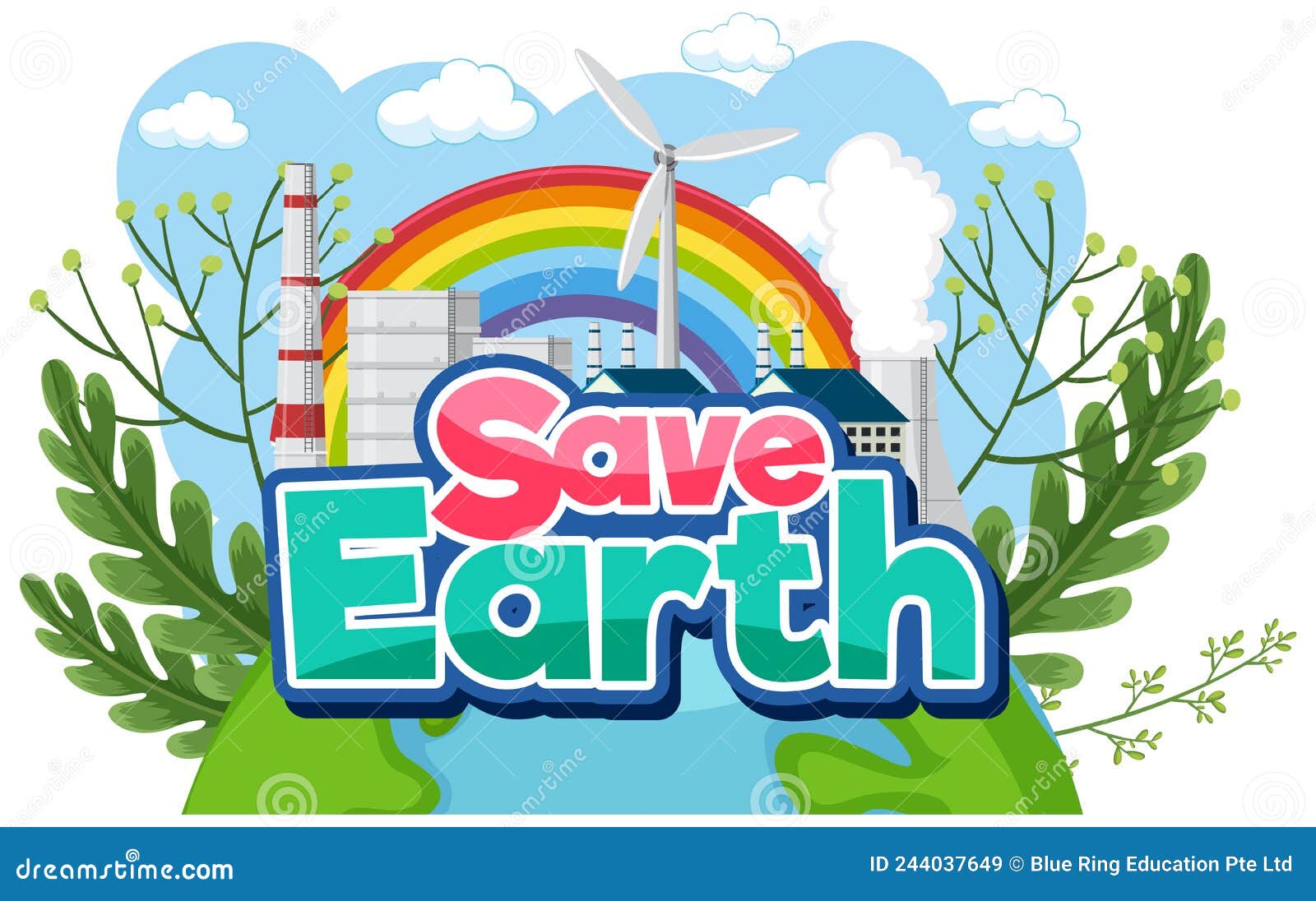 Save Earth Typography Design Banner Stock Vector - Illustration of ...