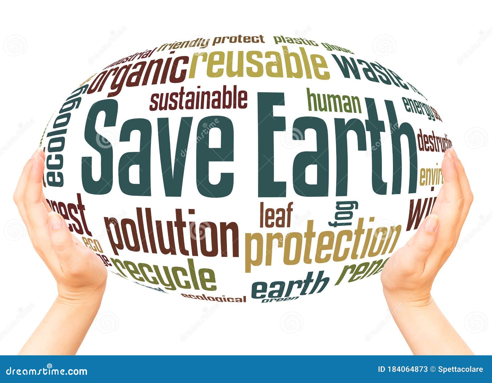 Save Earth Word Hand Sphere Cloud Concept Stock Illustration ...