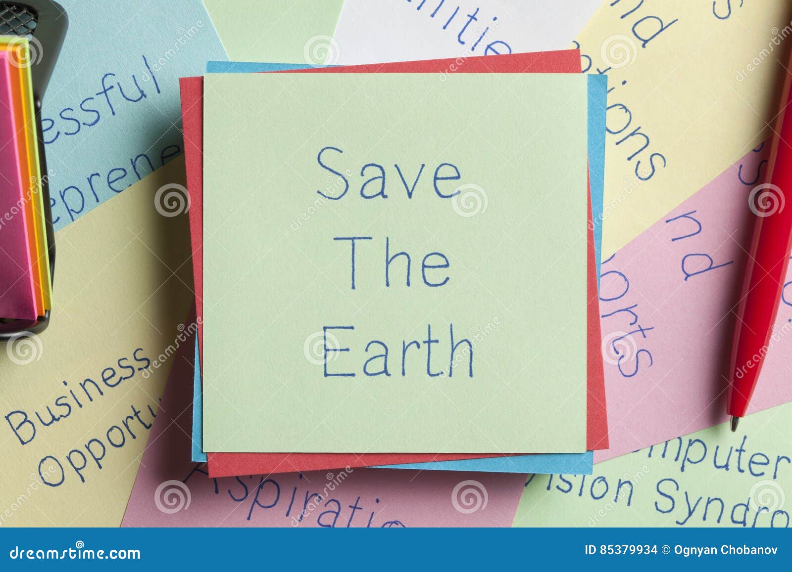 Save The Earth Written On A Note Stock Photo | CartoonDealer.com #85379934