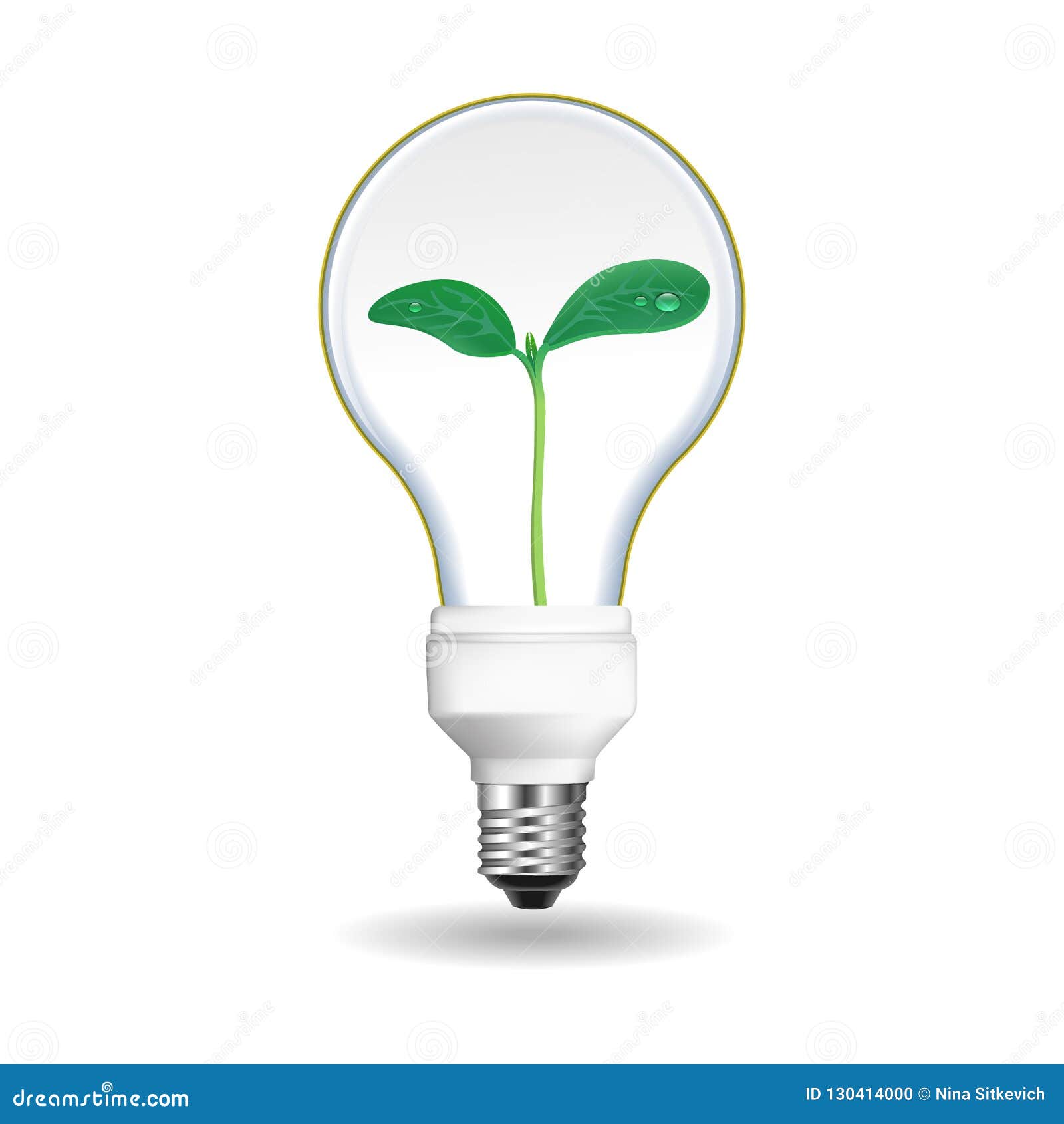Save Energy Bulb Icon, Realistic Style Stock Vector - Illustration of ...