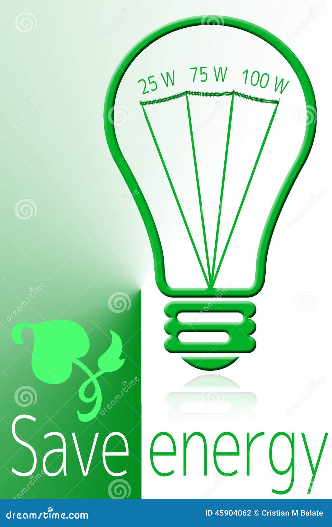 Save Energy with Green Light Economic Bulb Stock Illustration ...