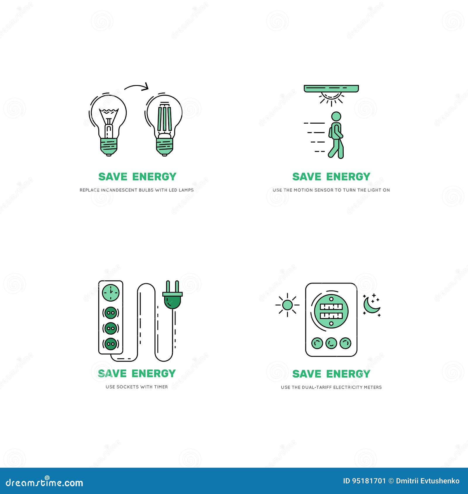 Save energy home stock vector. Illustration of icons - 95181701