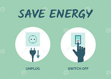 Save Energy: Unplug and Switch Off Stock Vector - Illustration of plug ...