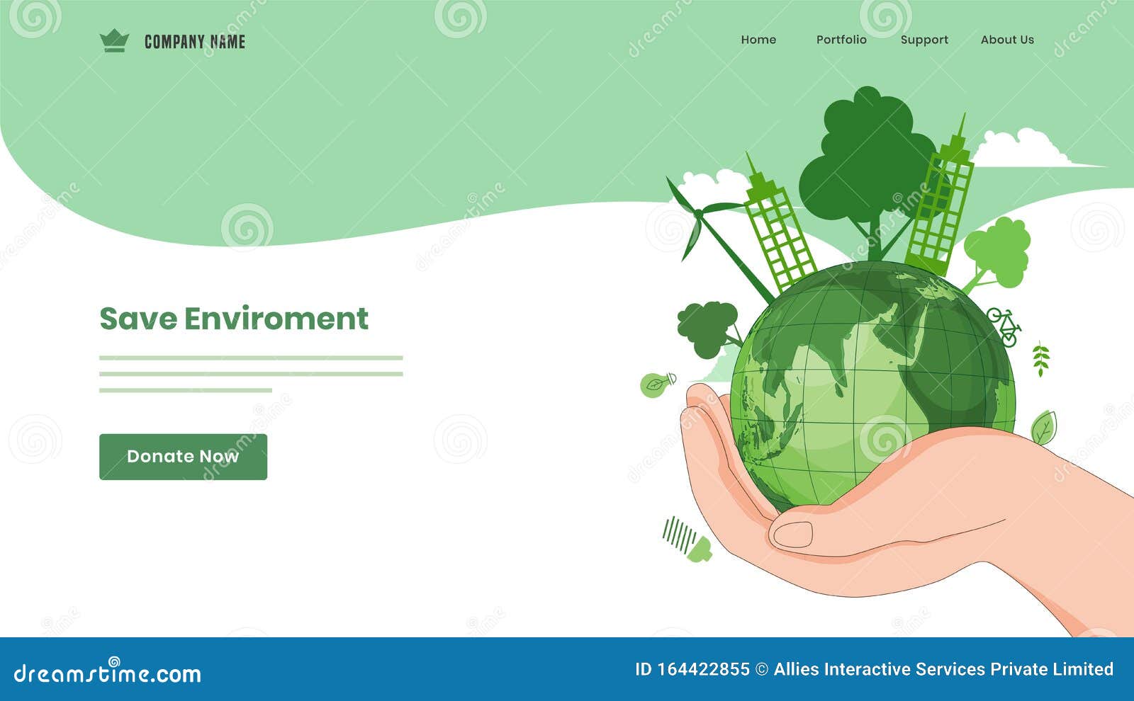 Save Environment Concept Based Landing Page Design with Human Hand ...