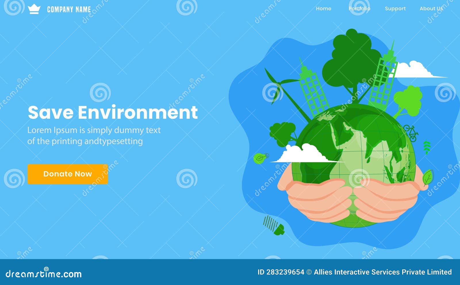 Save Environment Concept Based Landing Page Design with Human Hands ...