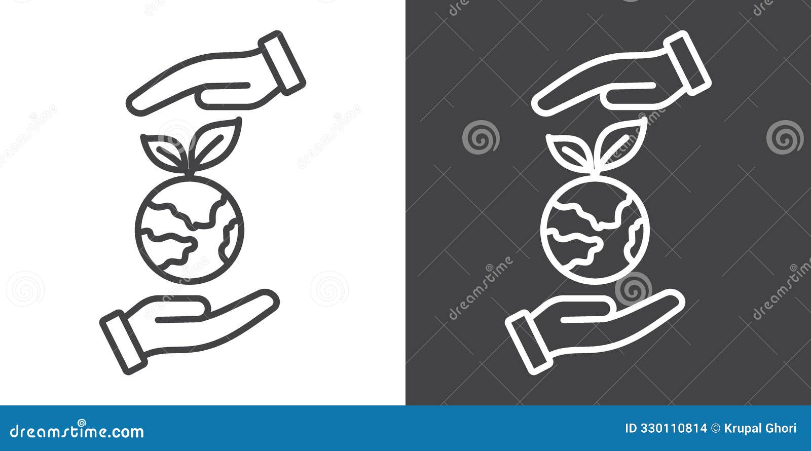 Save Environment Icon Flat Vector Set Outline Stock Vector ...