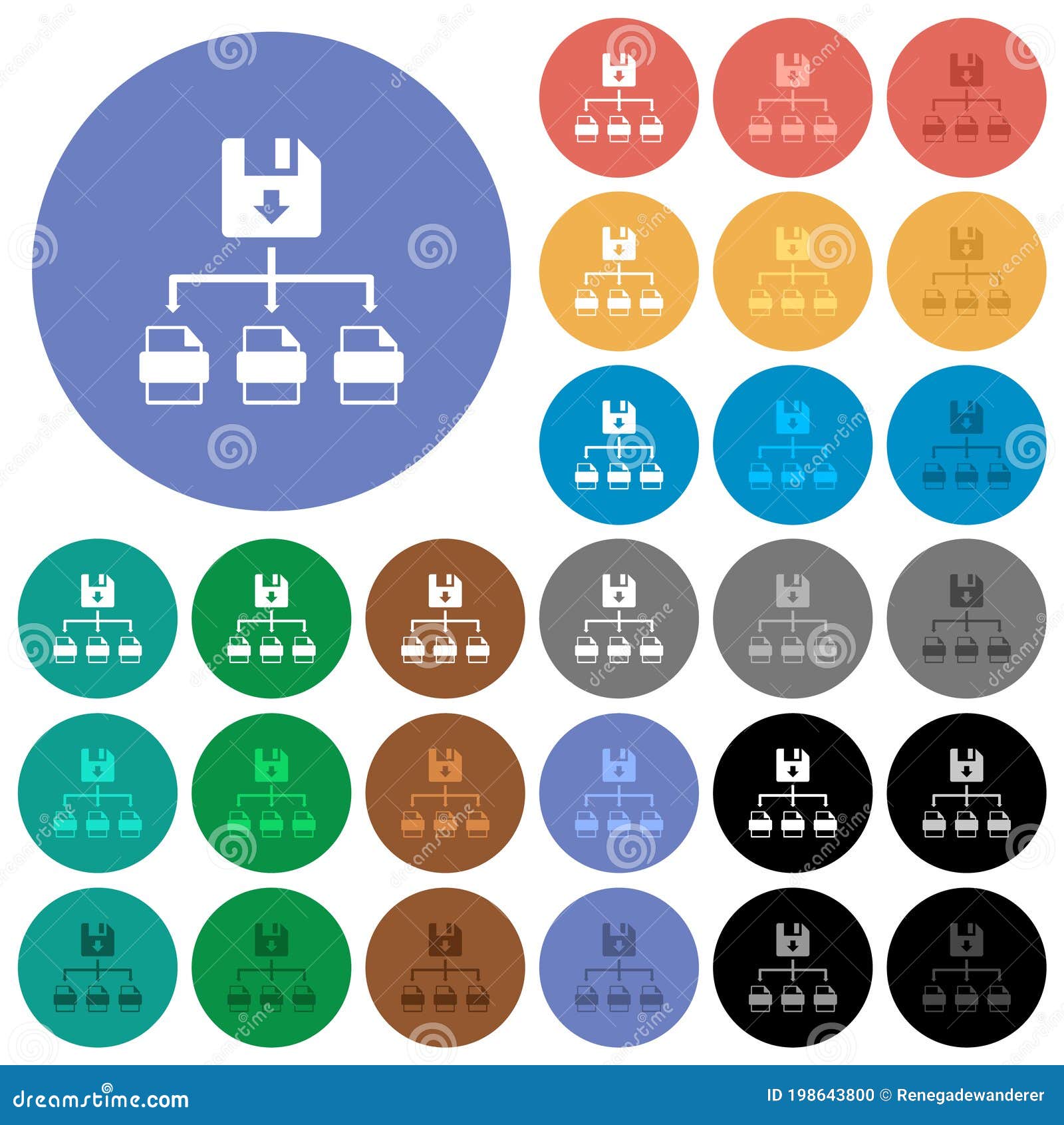 Save File As Multiple Format Round Flat Multi Colored Icons Stock ...