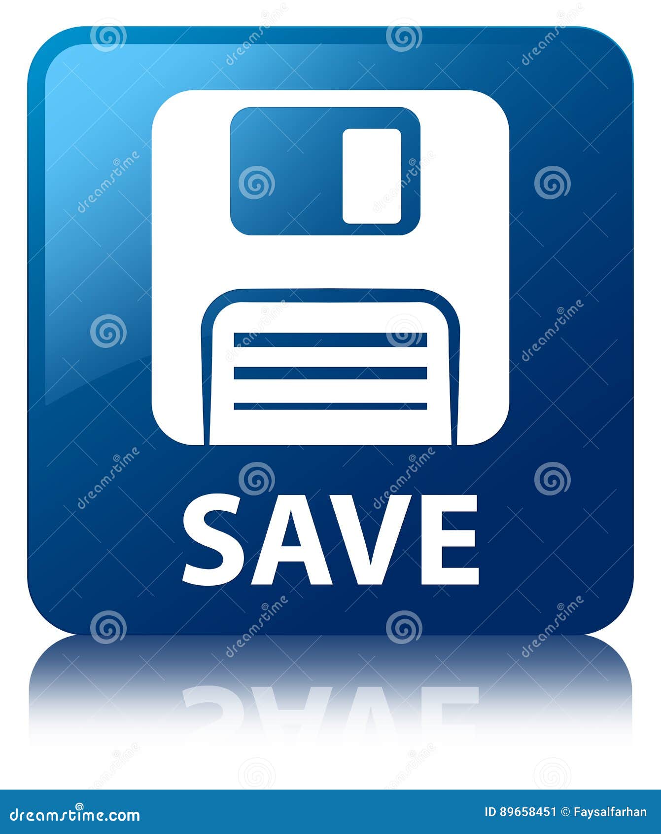 Save (floppy Disk Icon) Blue Square Button Stock Illustration ...