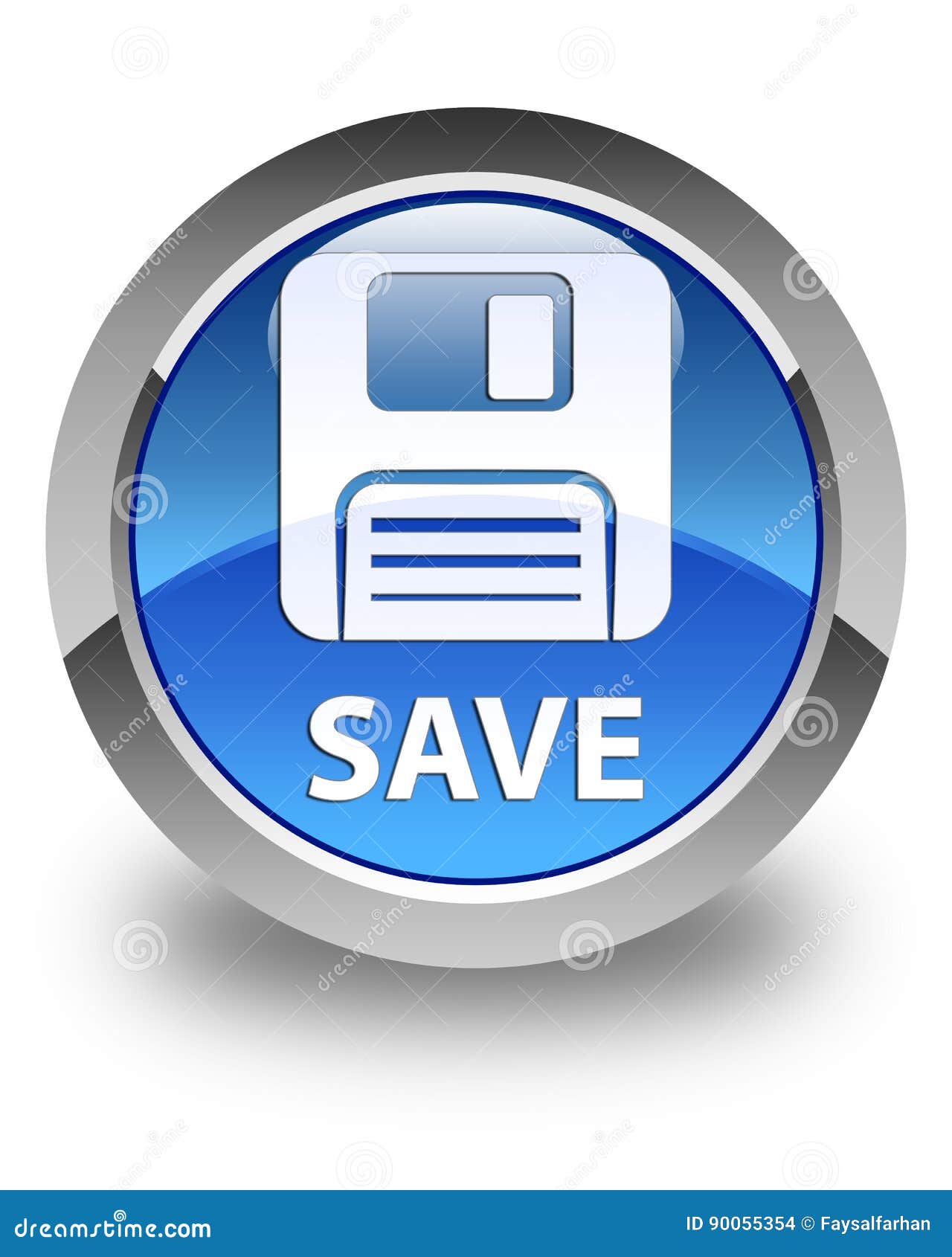 Save (floppy Disk Icon) Glossy Blue Round Button Stock Illustration ...