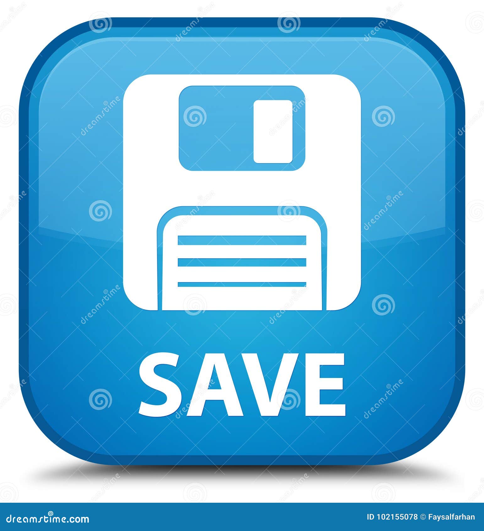 Save (floppy Disk Icon) Special Cyan Blue Square Button Stock ...