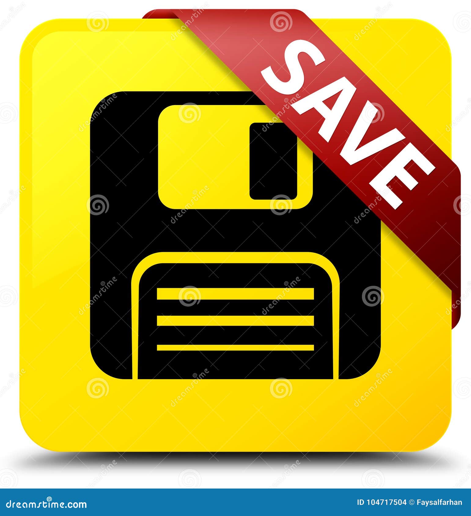 Save (floppy Disk Icon) Yellow Square Button Red Ribbon in Corner Stock ... Save (floppy Disk Icon) Yellow Square Button Red Ribbon in Corner Stock ...
