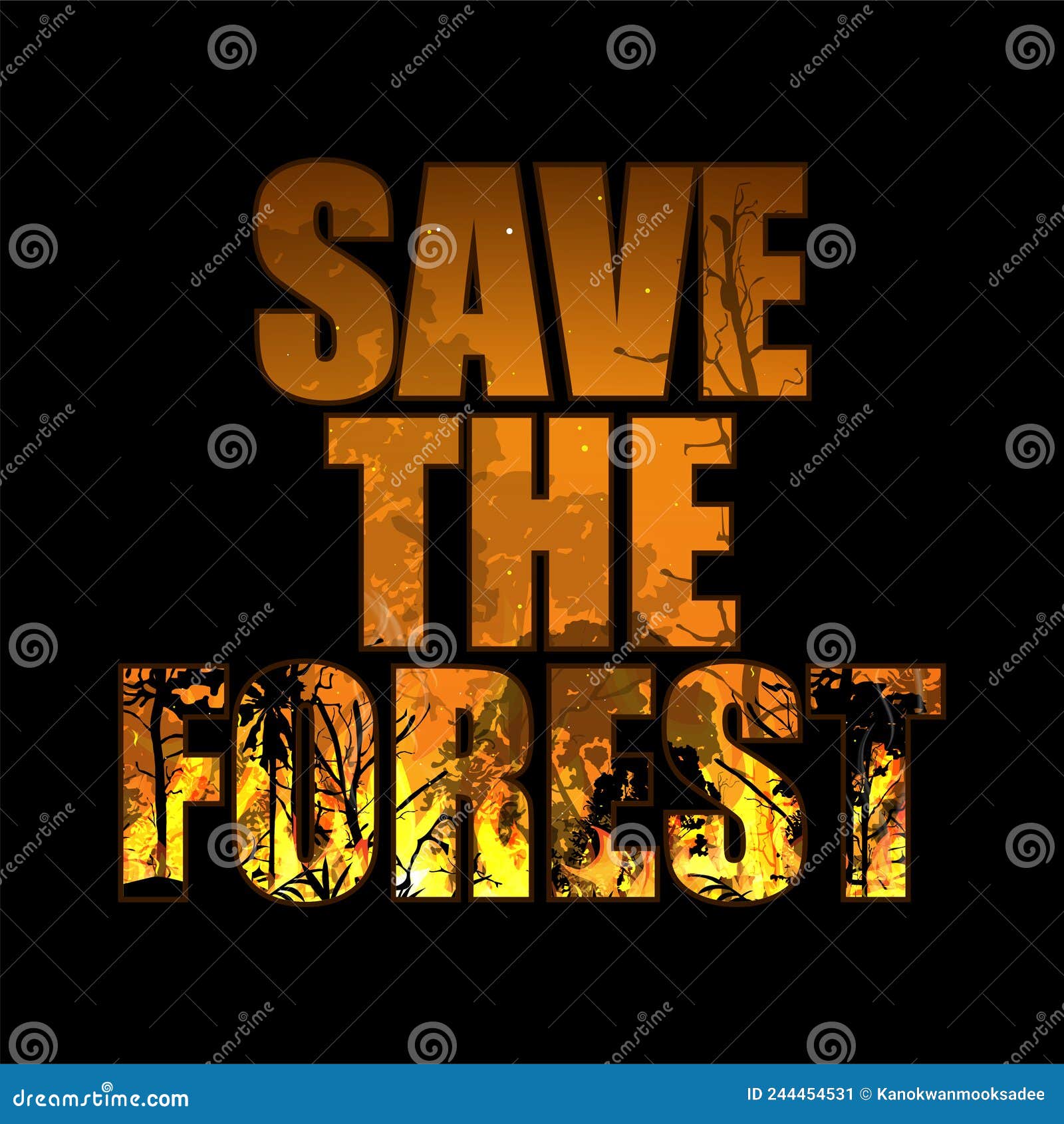 Save the Forest. Forest Fire Problem. Vector Illustration. Stock Vector ...