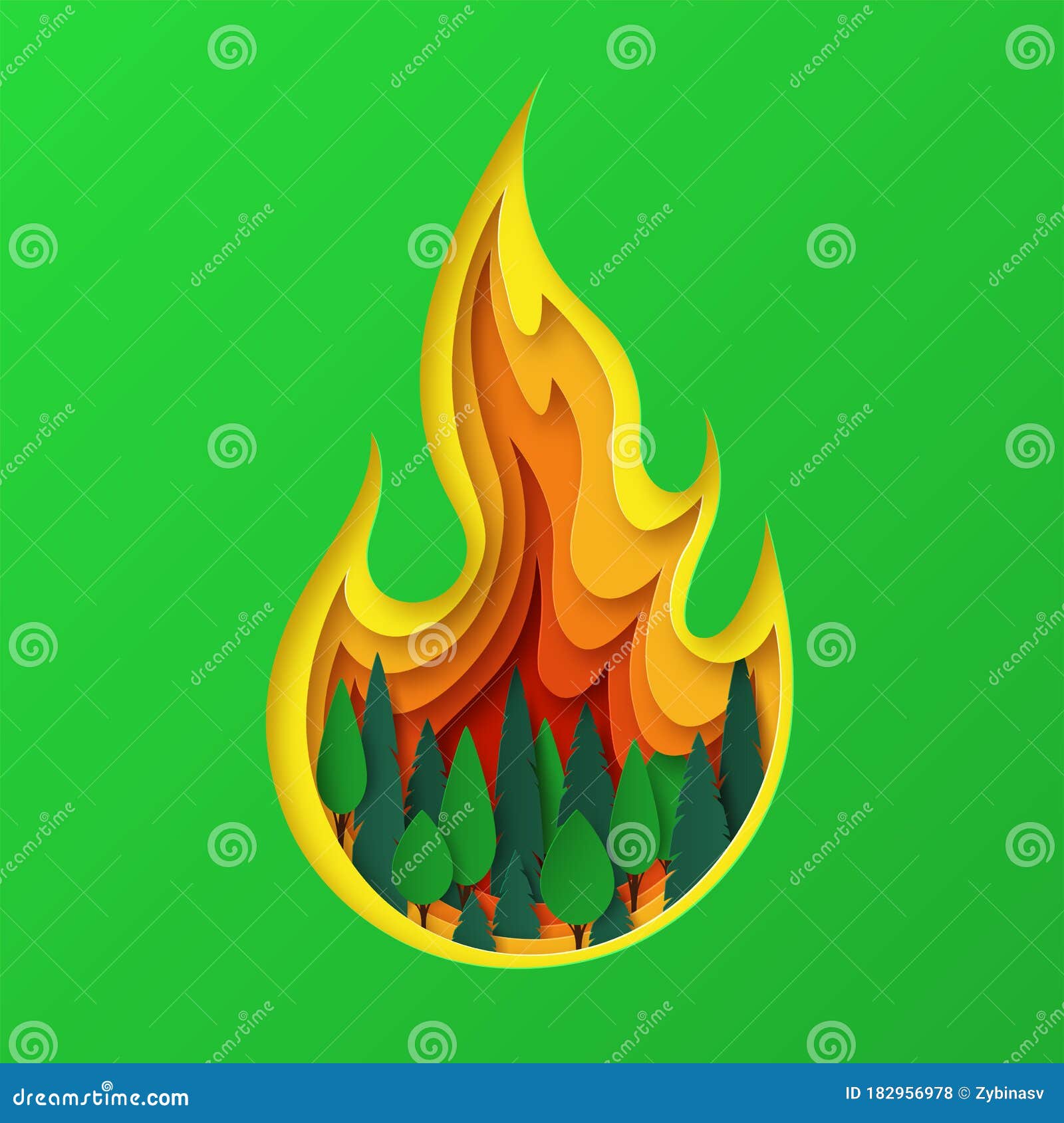 Save the Forest. Let`s Save Nature. Layered Fire Design in Nature Stock ...