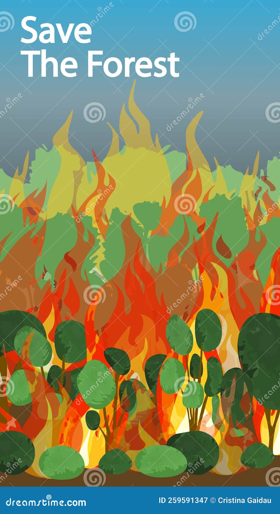 Save the Forest Vector Illustration Poster with Text Stock Vector ...