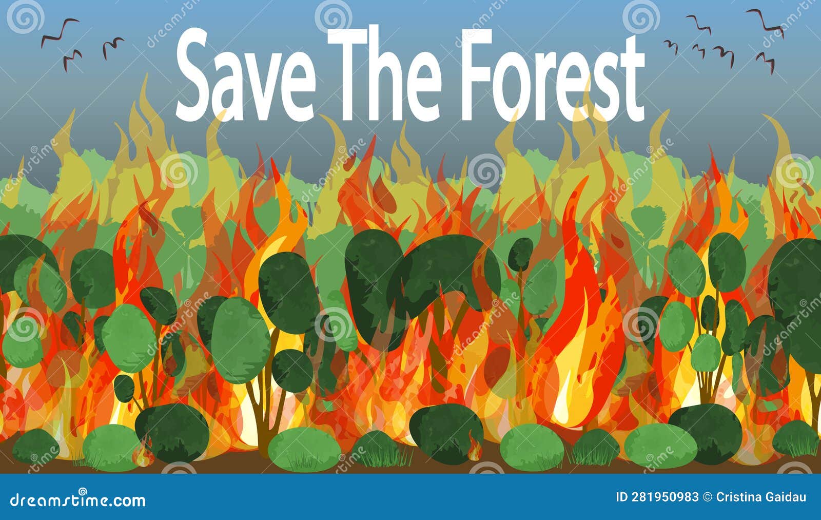 Save the Forest Vector Illustration Poster with Text Stock Vector ...