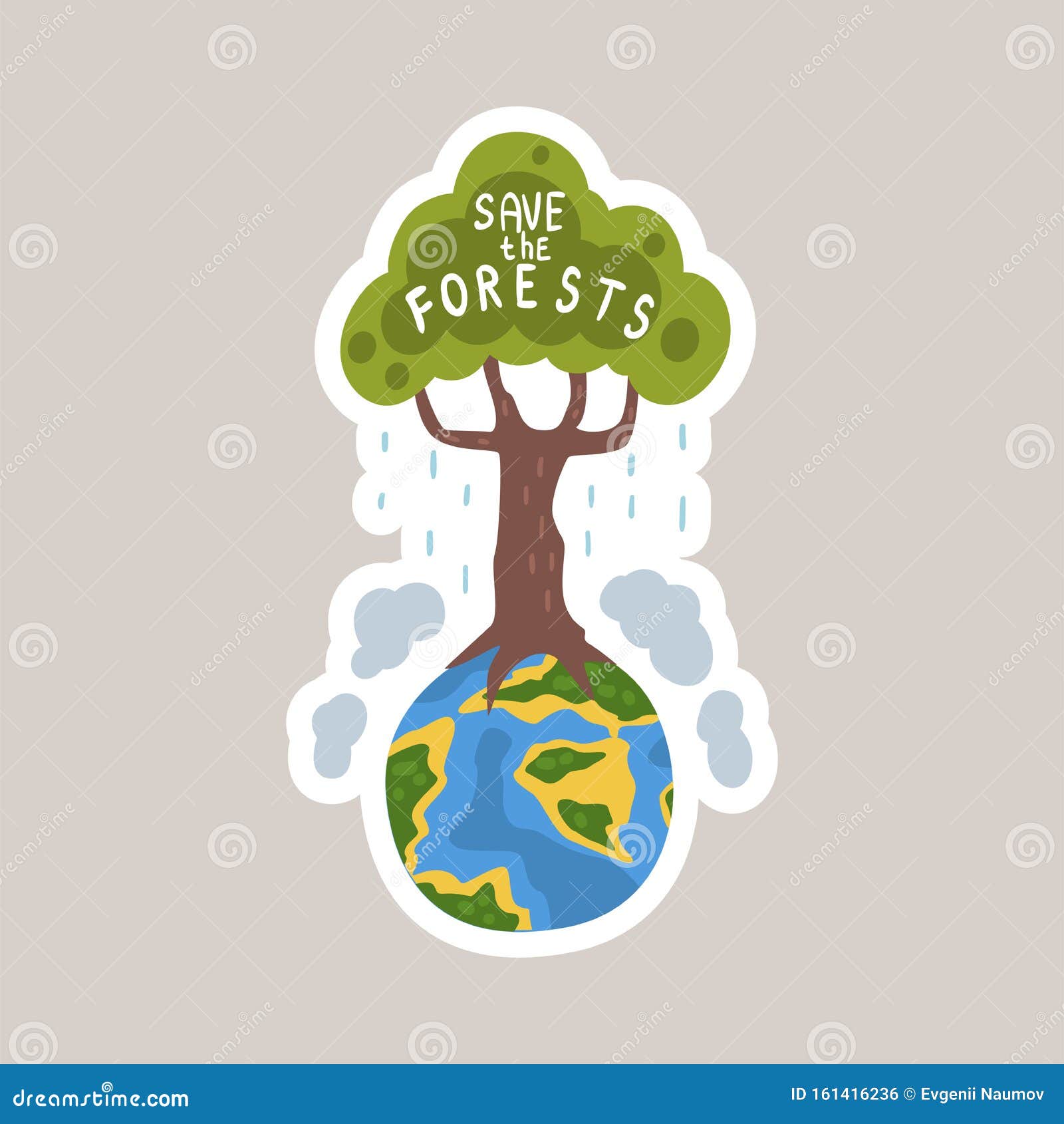 Save the Forests Tagline Sticker Cartoon Vector Illustration Stock ...