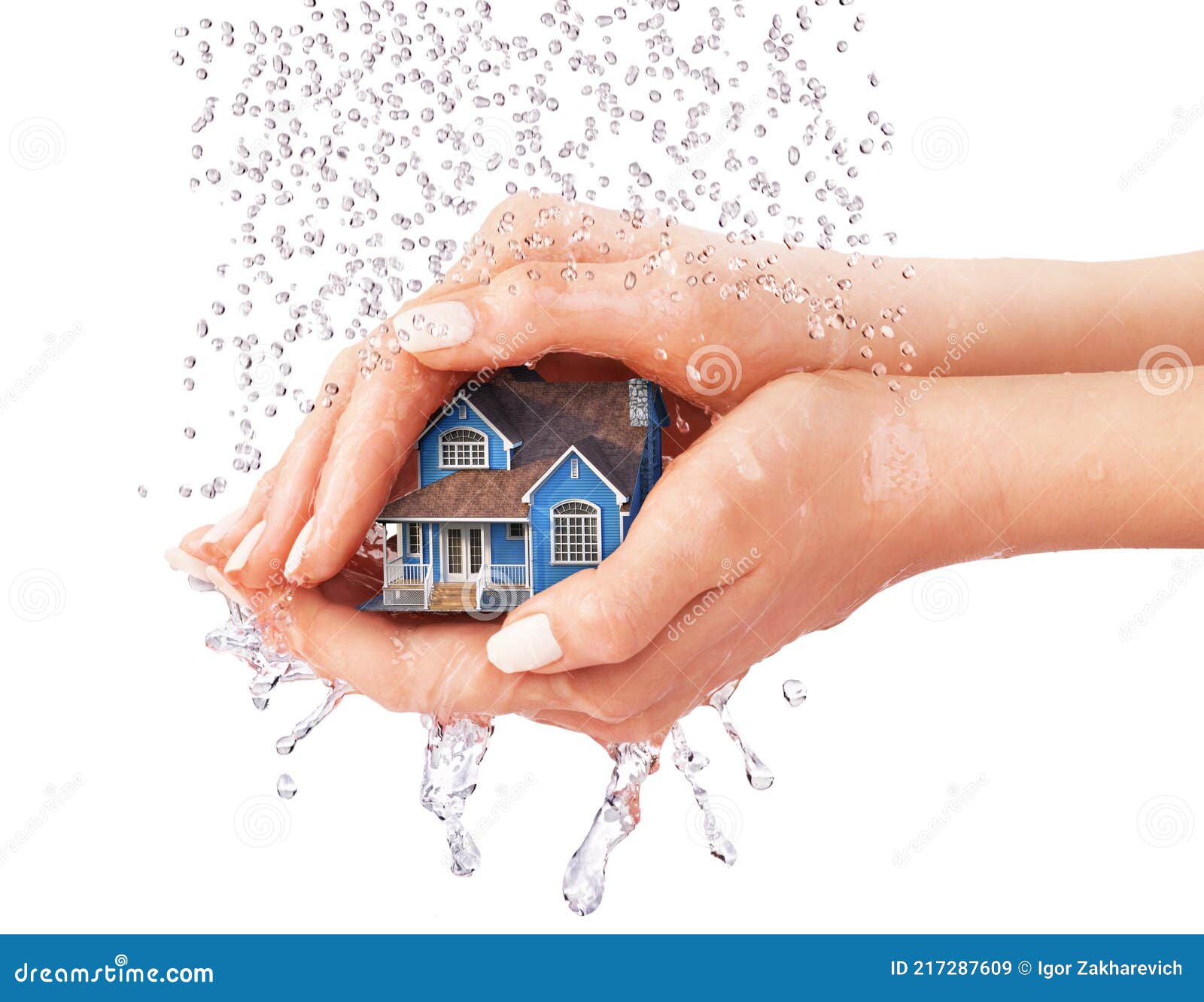 Save House. Hands Protecting House from Rain. Stock Image - Image of ...