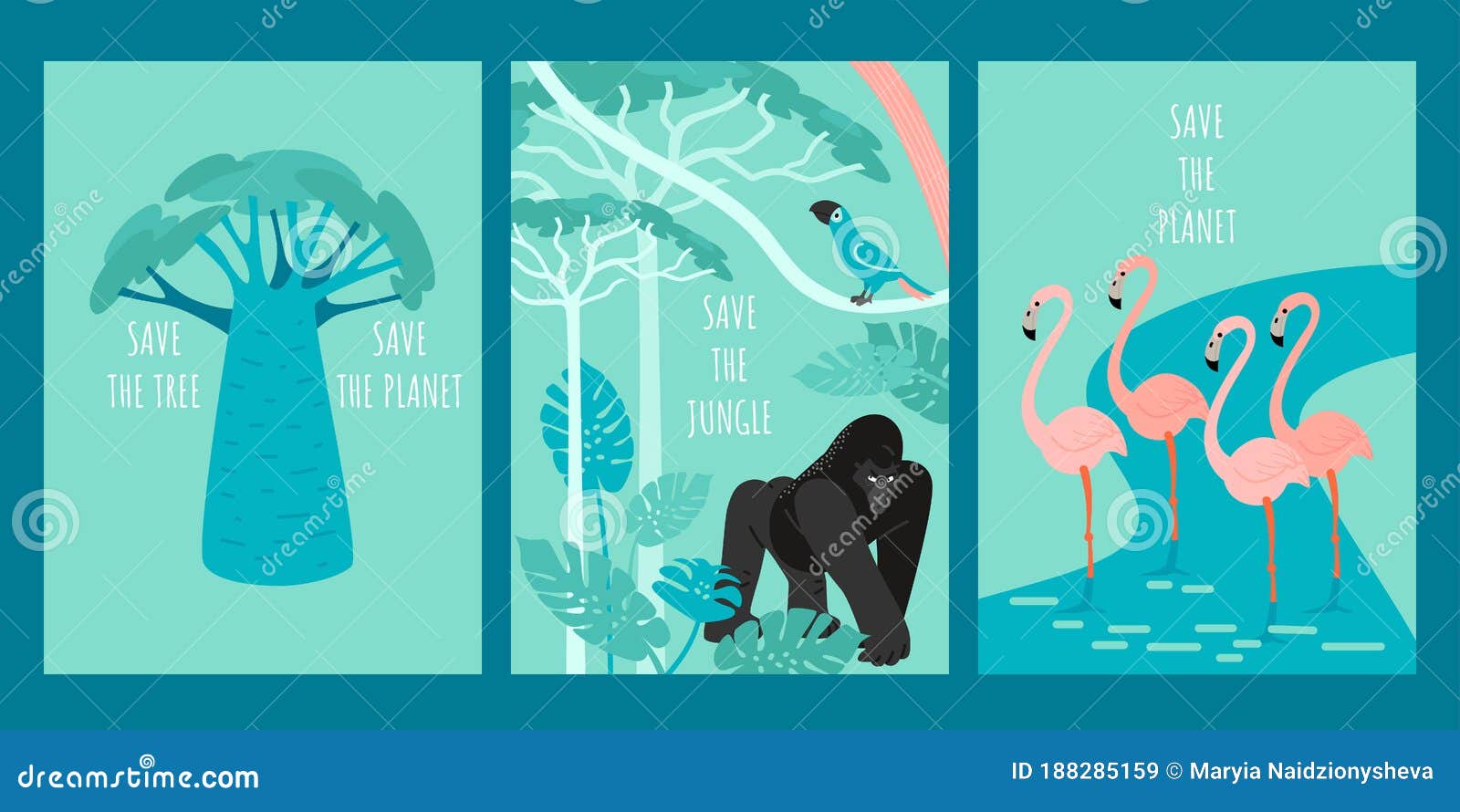 Save the Jungle. Save the Planet Stock Vector - Illustration of flat ...