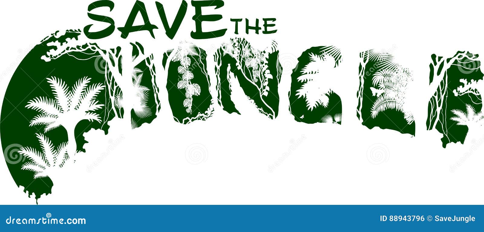 Save the Jungle Rainforest Vector Illustration for T-shirt and Other ...