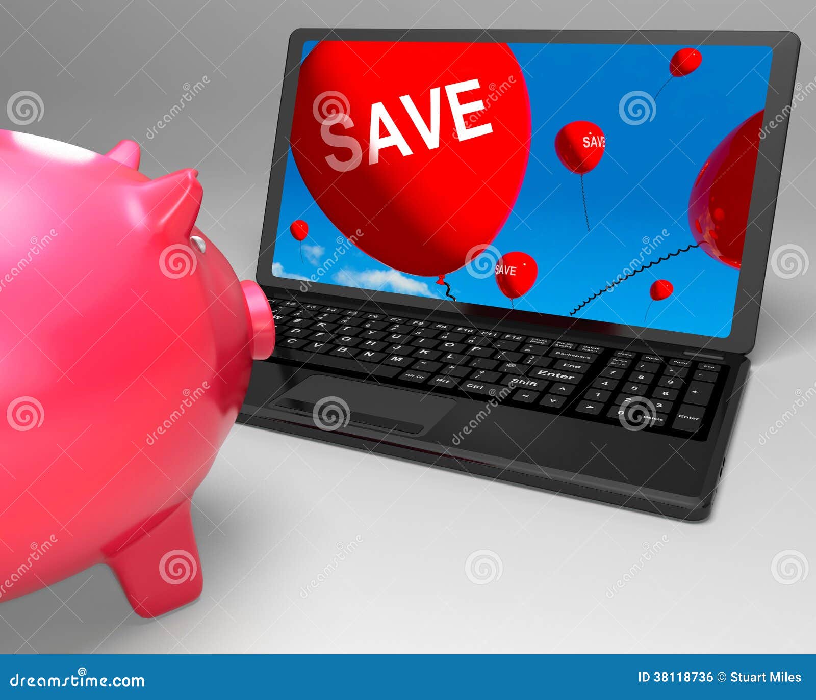 Save Laptop Shows Promos and Discounts on Internet Stock Illustration ...