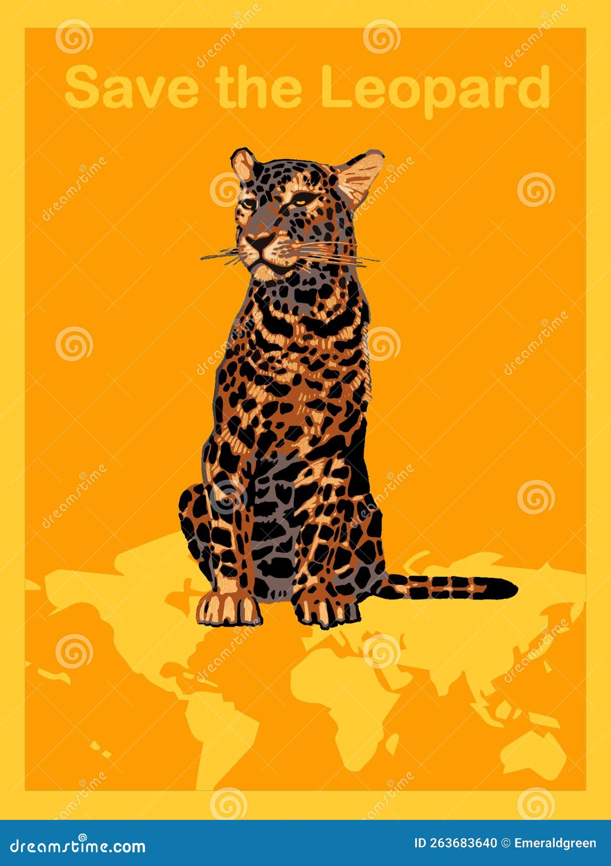 Save the Leopard stock illustration. Illustration of mammal - 263683640