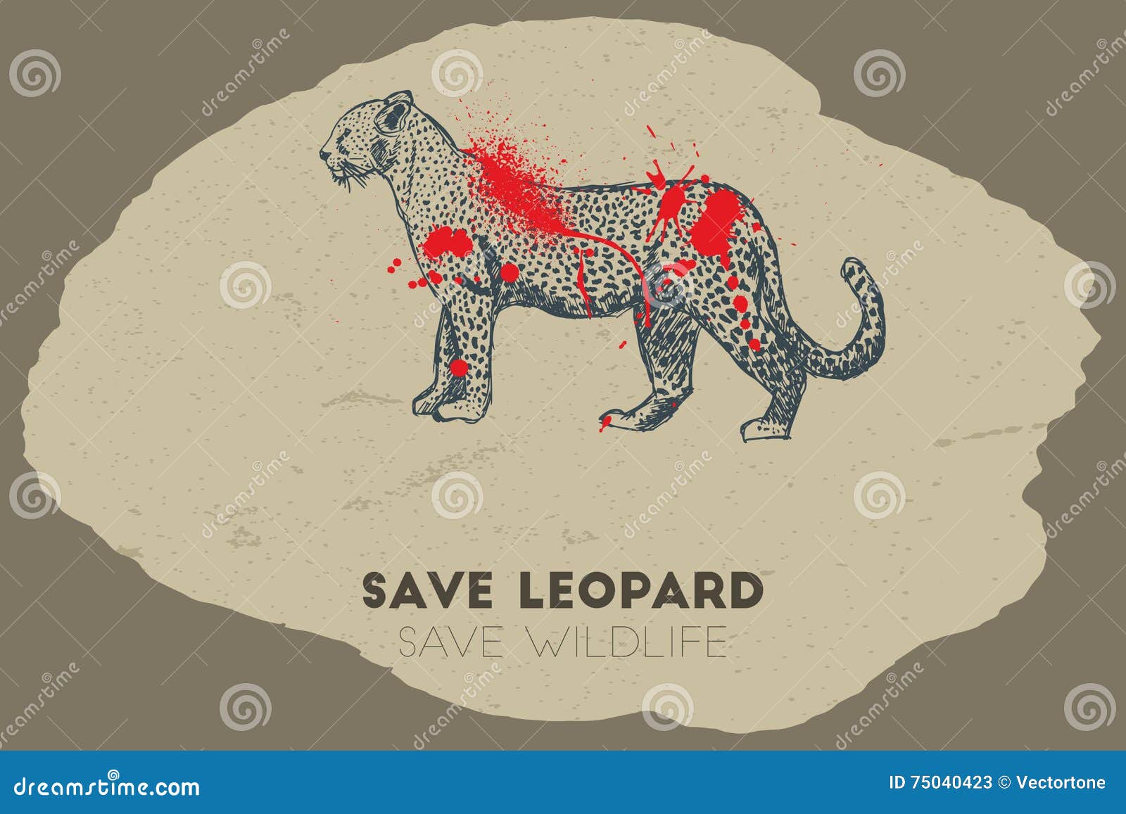 Save Leopard. Save Wildlife. Stock Vector - Illustration of grow ...