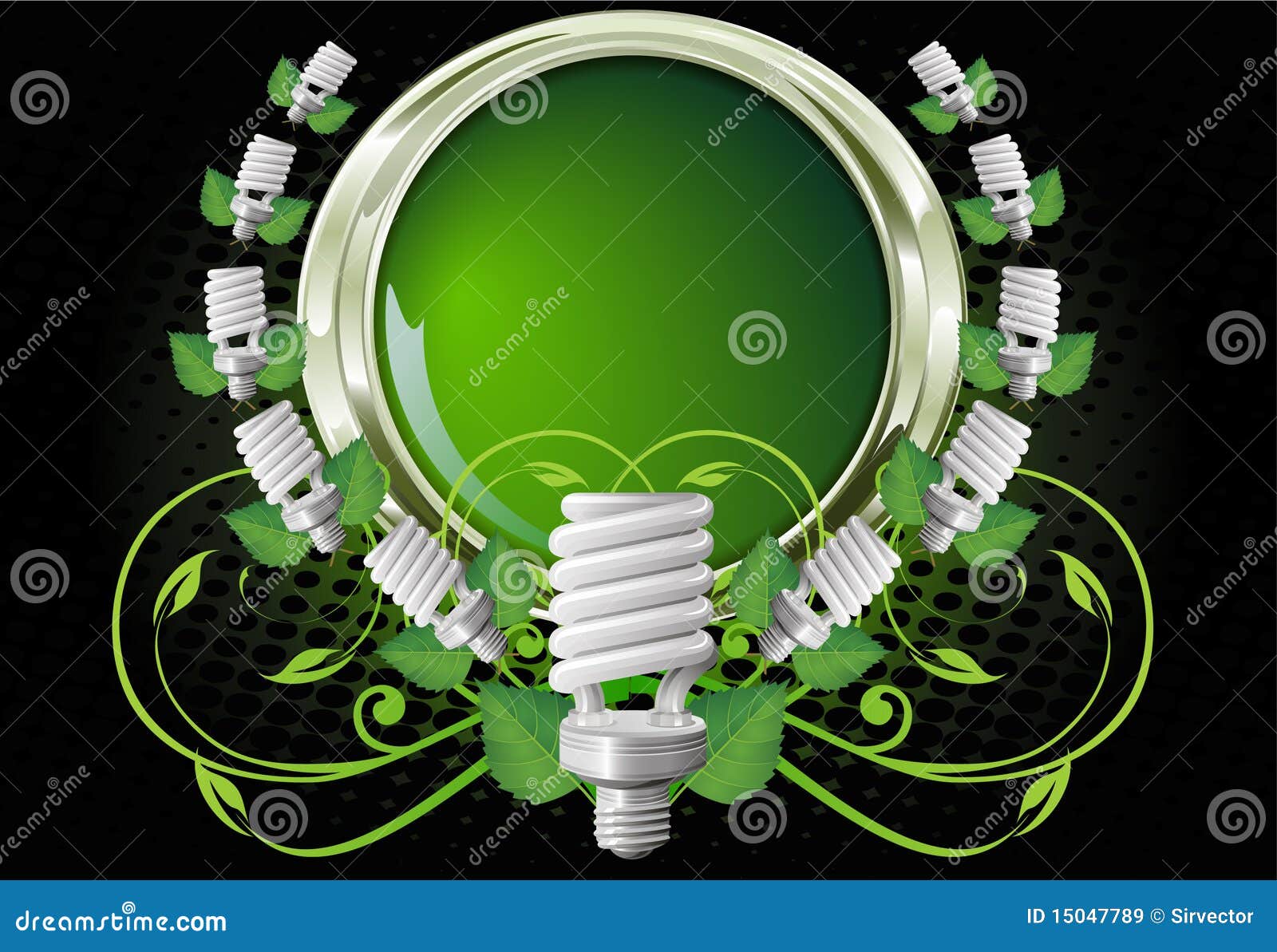 Save Lightbulb in Nature Frame Stock Illustration - Illustration of ...