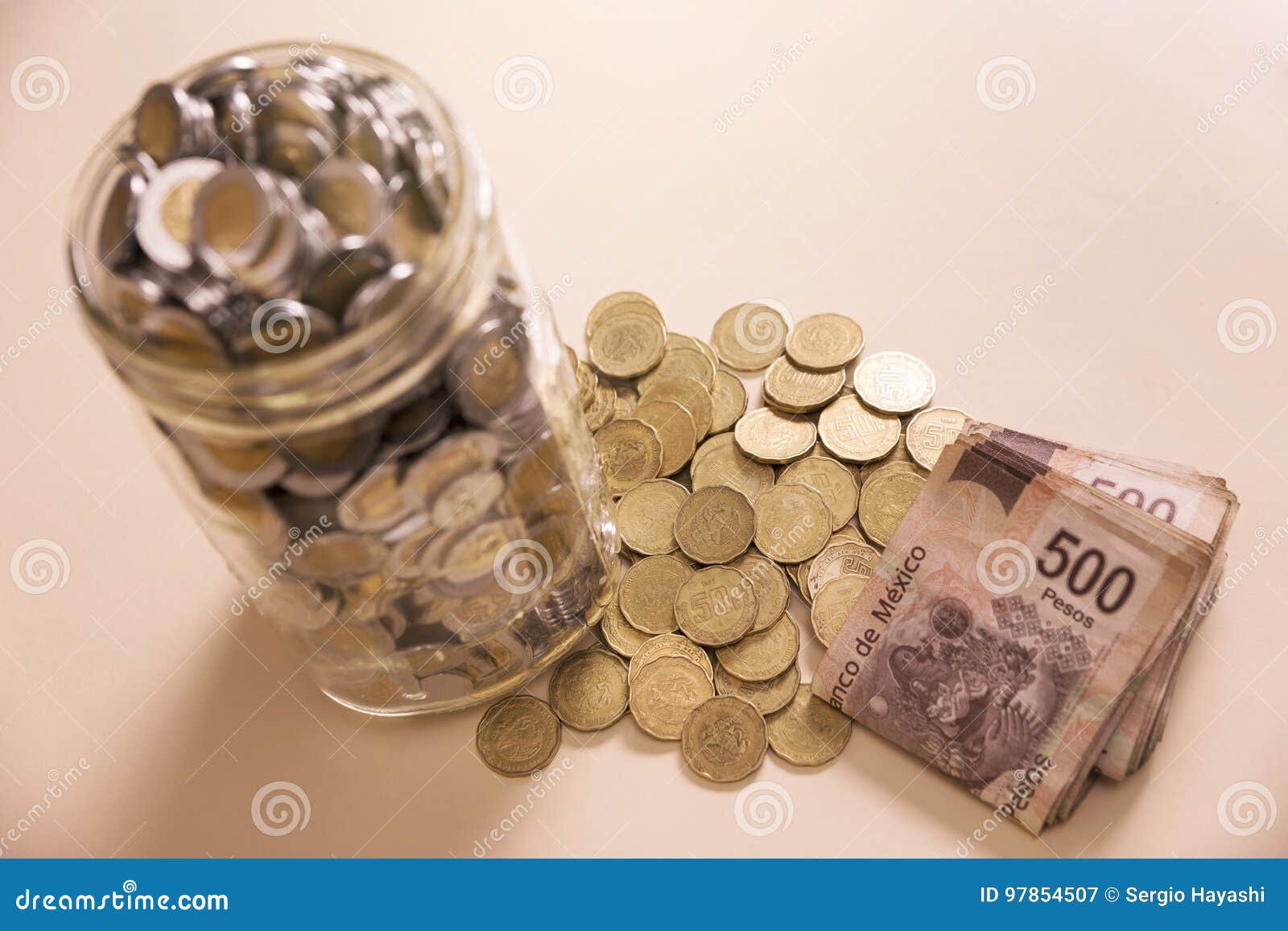 Save Mexican Pesos Banknotes and Coins Stock Image - Image of pesos ...