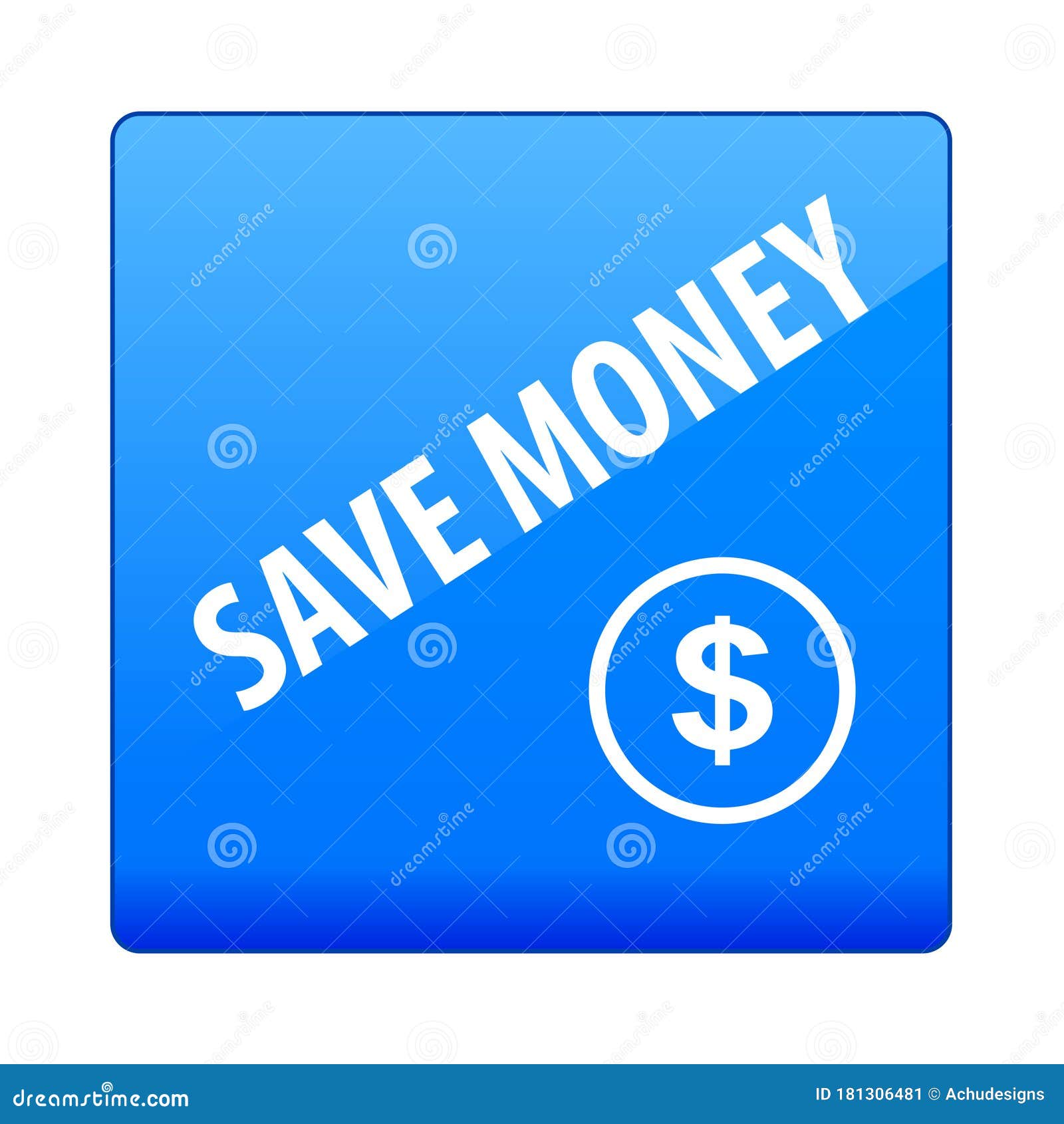 Save money button stock vector. Illustration of design - 181306481