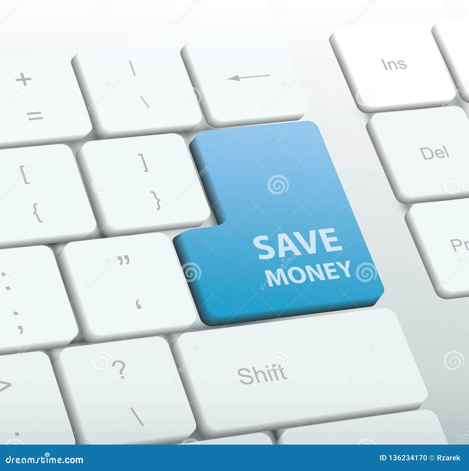 Save Money Blue Button on Computer Keyboard. Vector Illustration Stock ...