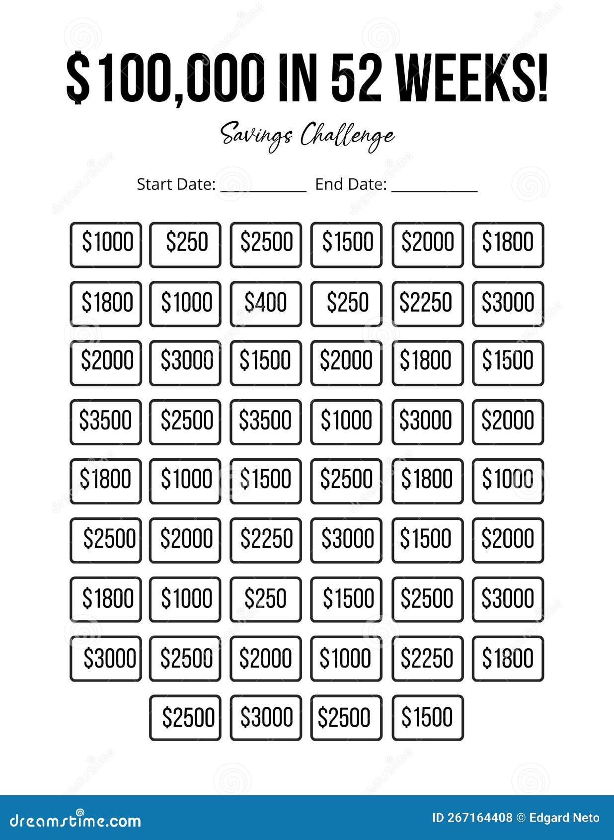Save Money Challenge, Save 100k Dollars in 52 Weeks, Monthly Budget ...