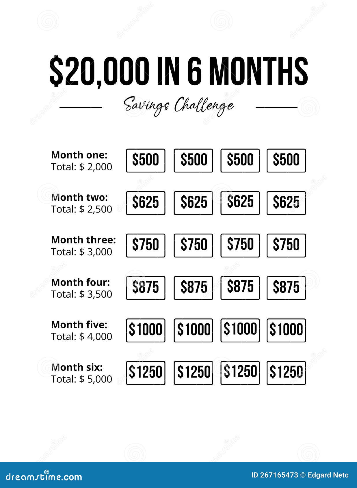 Save Money Challenge, Save 20k in 6 Months, Monthly Budget Tracker ...