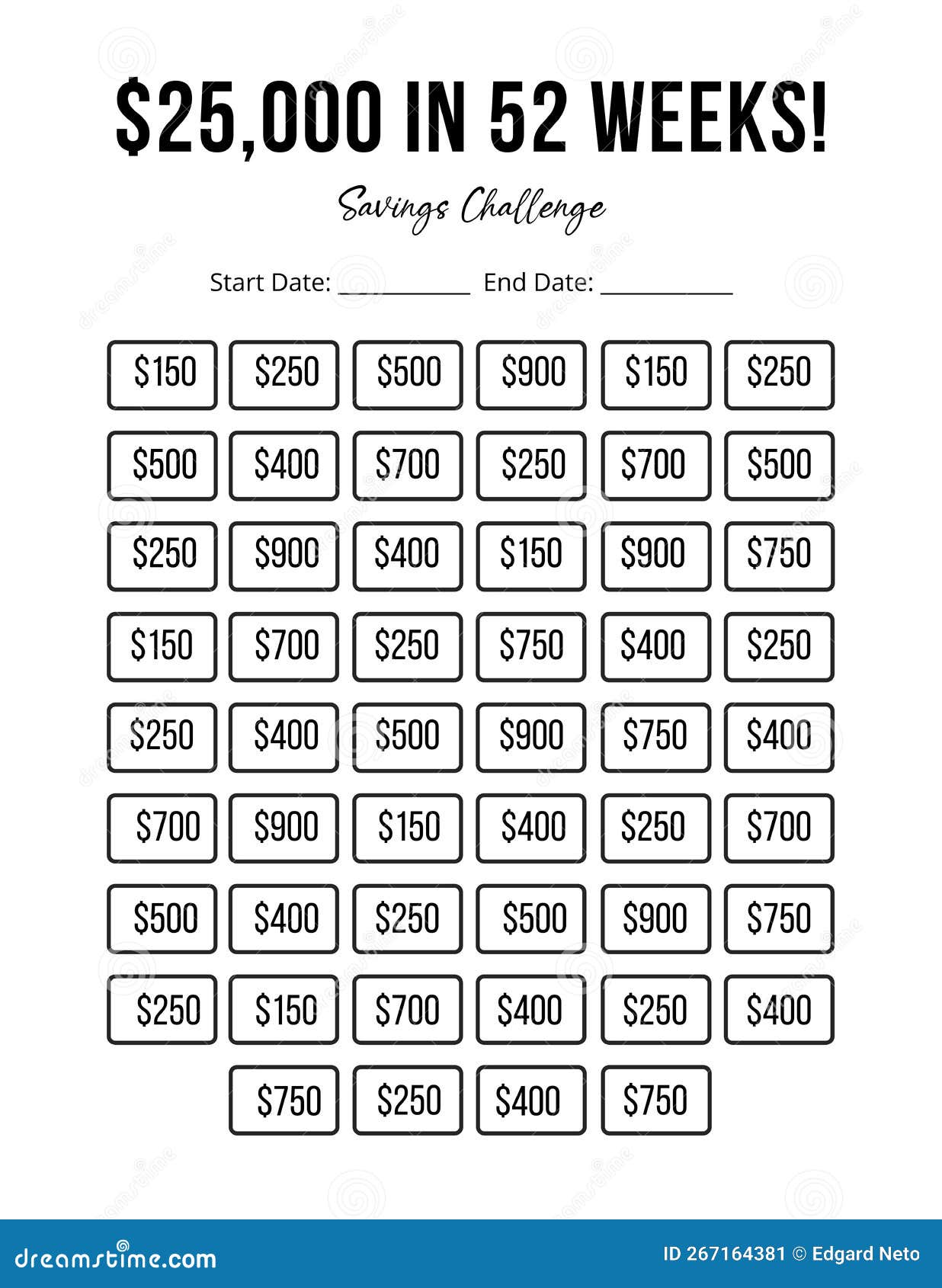 Save Money Challenge, Save 25k Dollars in 52 Weeks, Monthly Budget ...