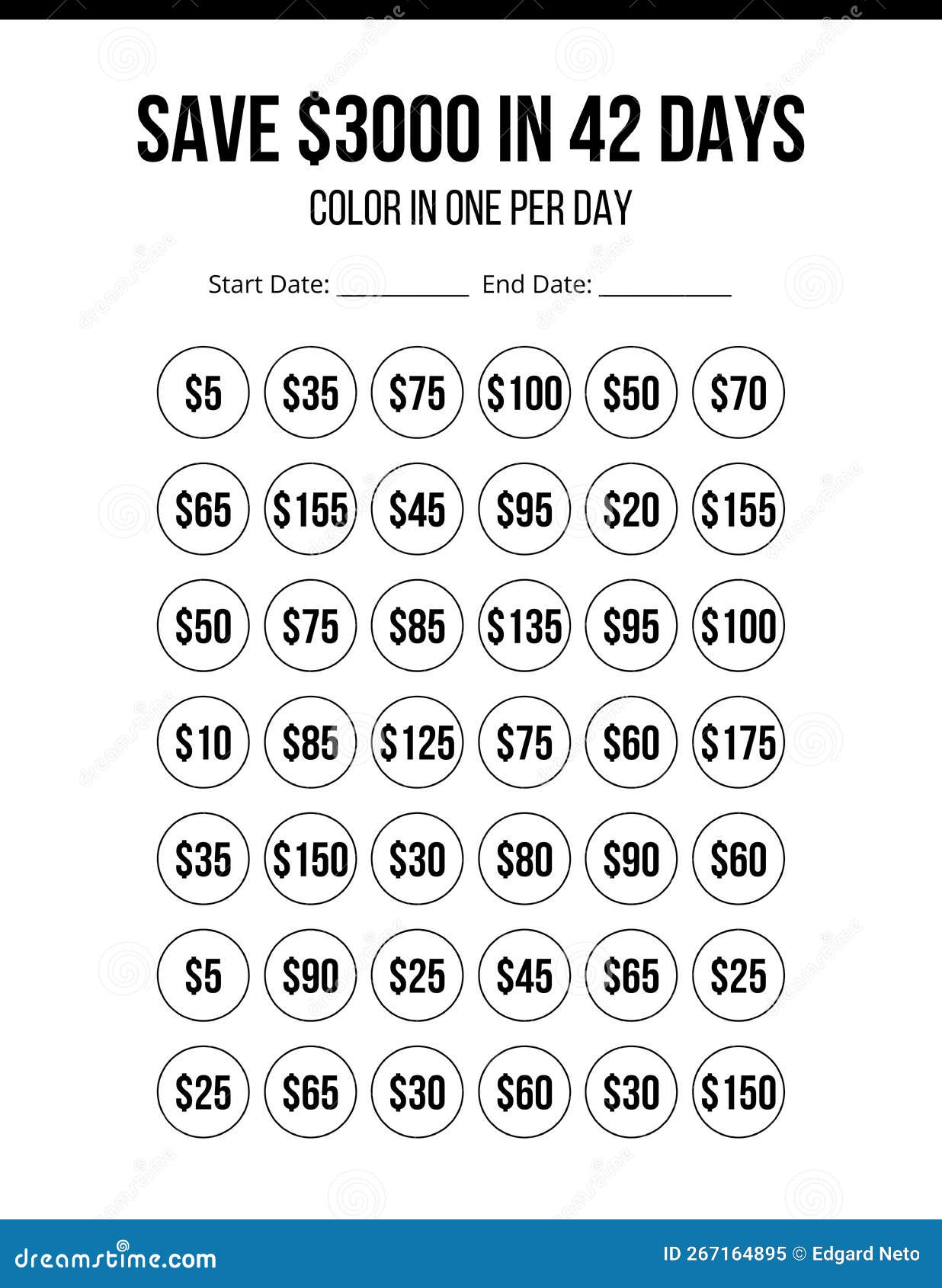 Save Money Challenge, Save 3000k in 42 Days, Monthly Budget Tracker ...