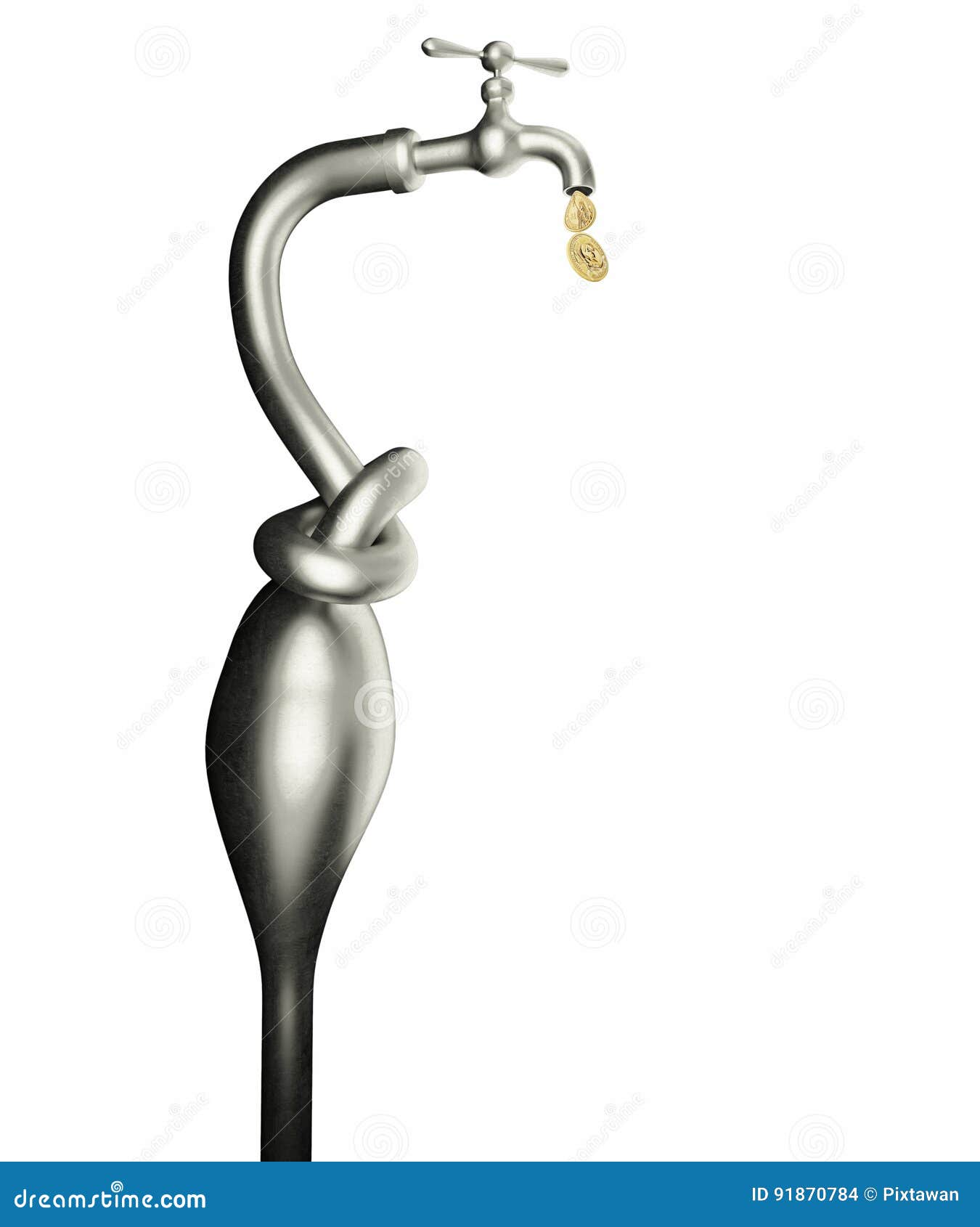 3d Render Faucet with Money Stock Illustration - Illustration of steel ...