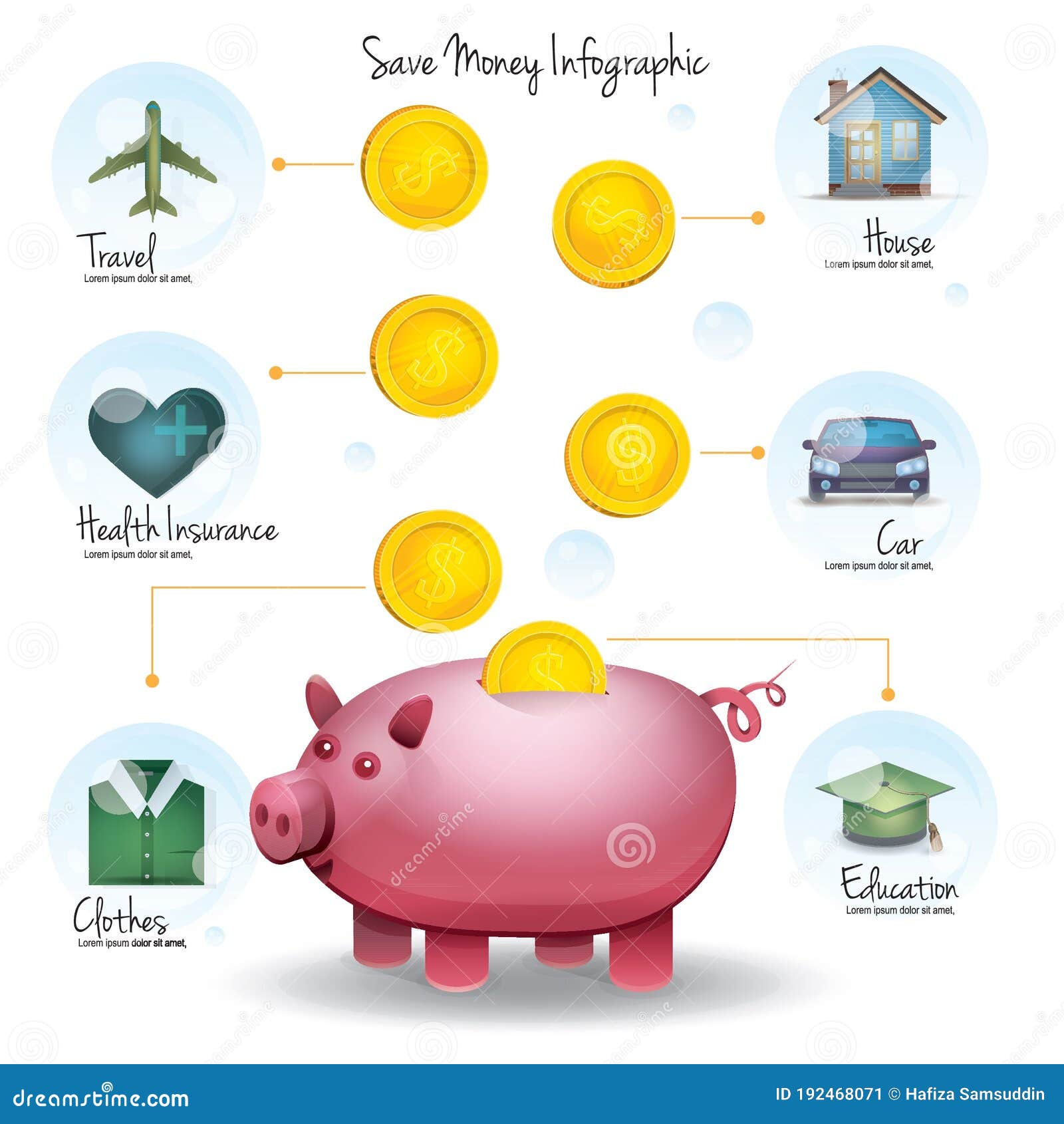 Save Money Infographic. Vector Illustration Decorative Design Stock ...