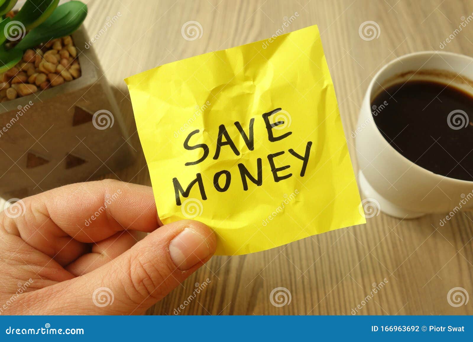 Save Money - Motivational Reminder Handwritten on Sticky Note Stock ...