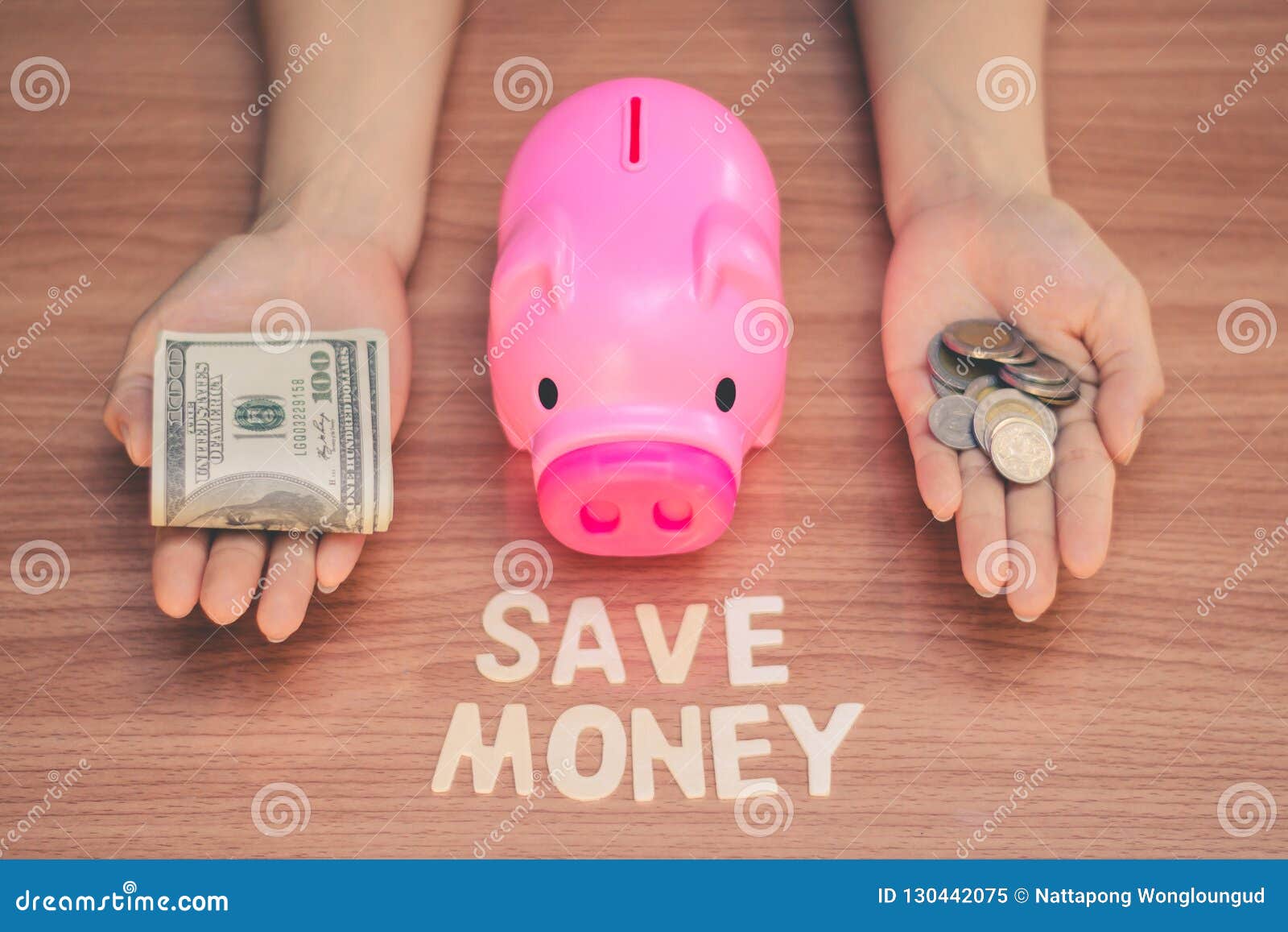 Save Money in Pig Pink for Future Use. Stock Image - Image of save ...