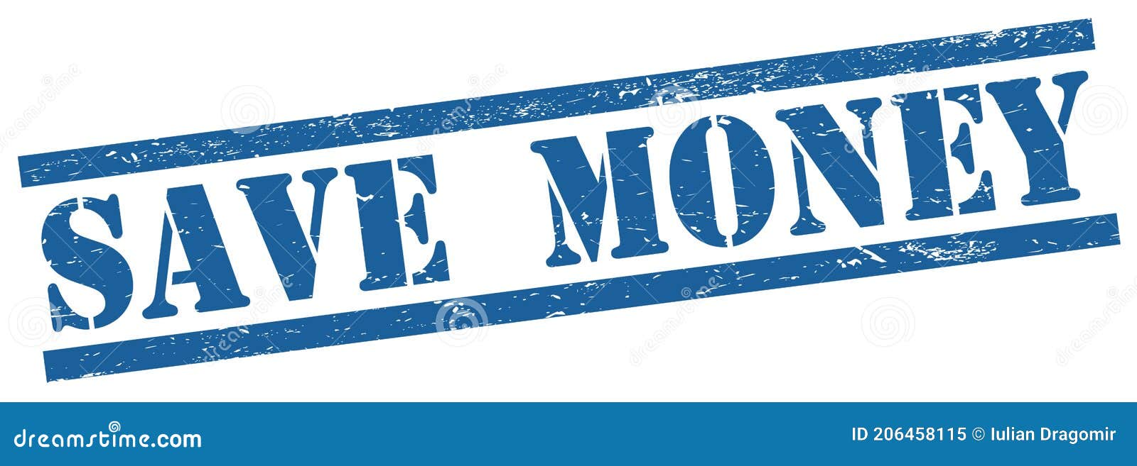 SAVE MONEY Text on Blue Grungy Rectangle Stamp Stock Illustration ...