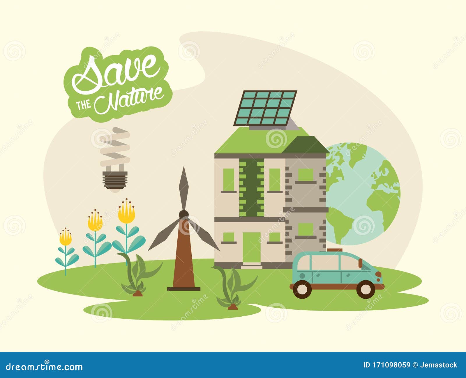 Save the Nature Campaign with Landscape Scene Stock Vector ...