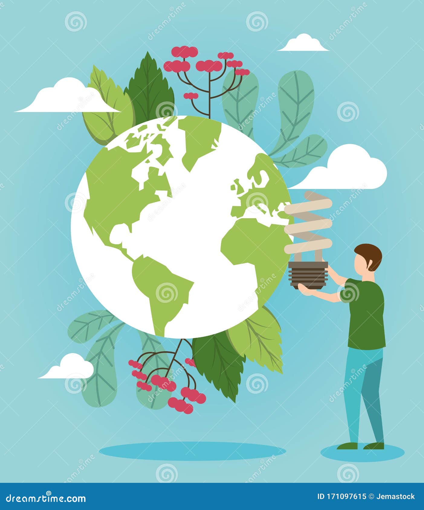 Save the Nature Campaign with Man and World Planet Stock Vector ...