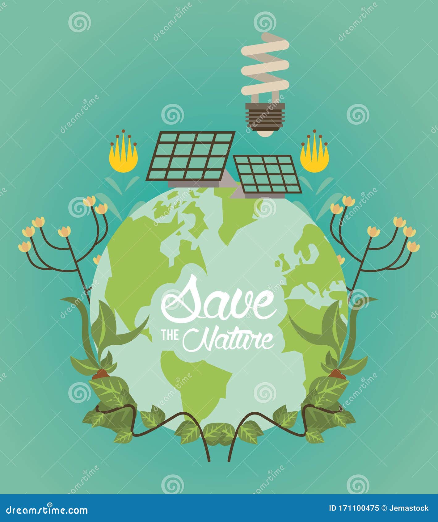 Save the Nature Campaign with World Planet Stock Vector - Illustration ...